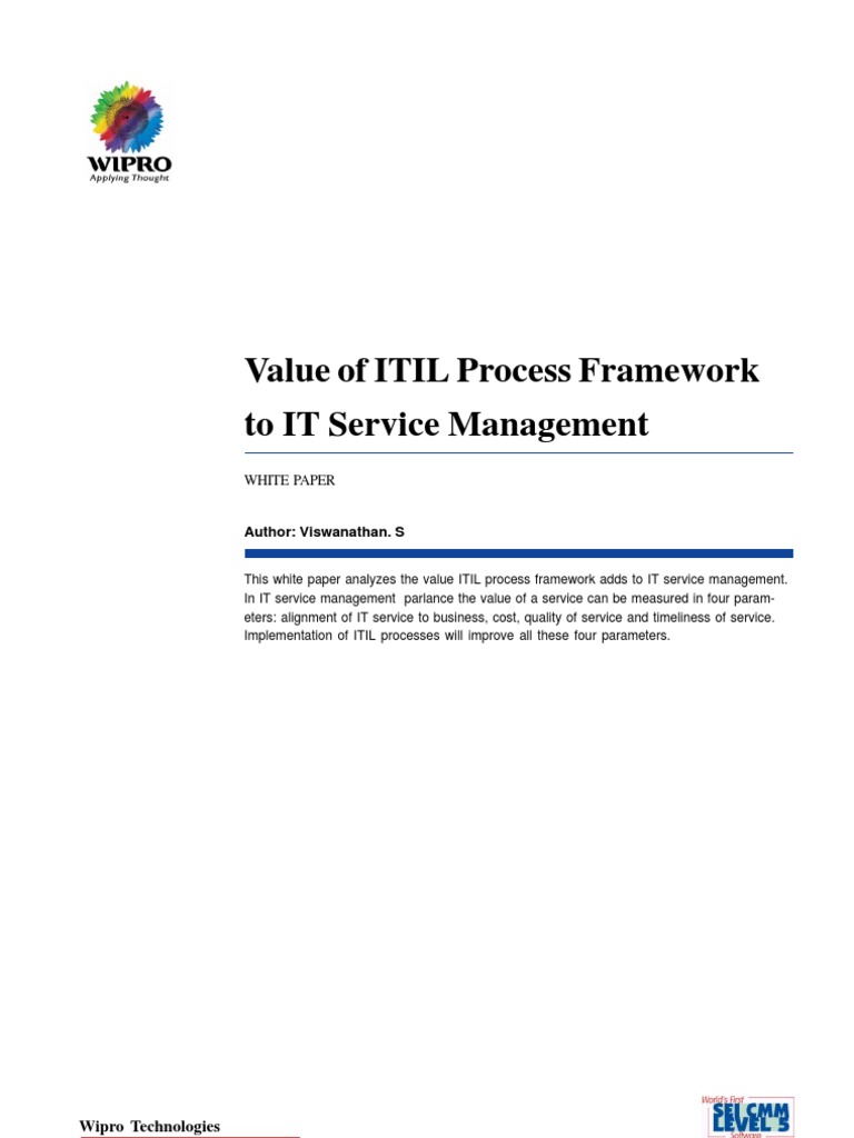Value of ITIL Process Framework | PDF