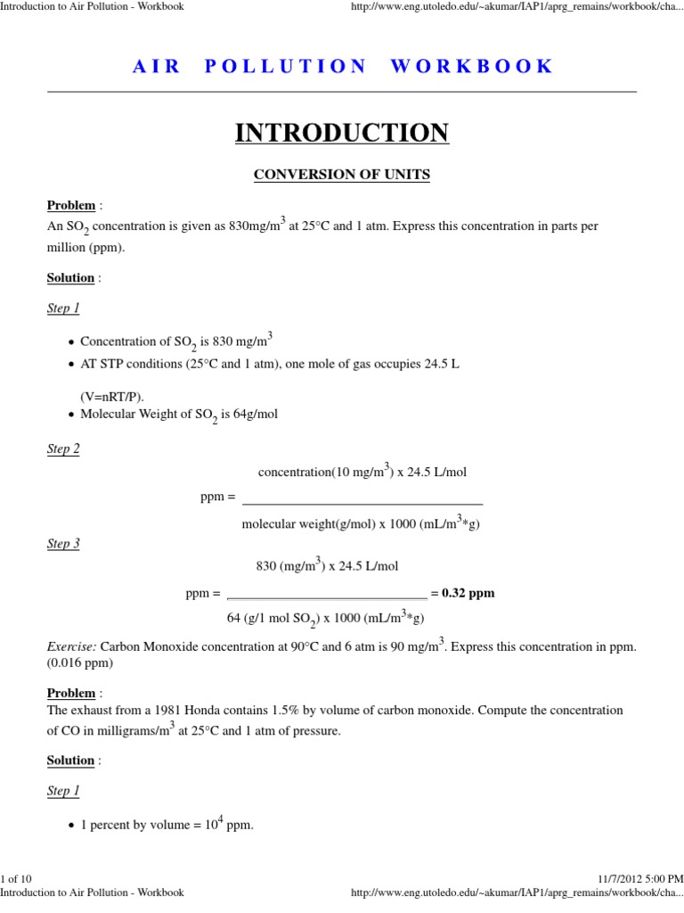 Air Pollution Concentration Calculations | PDF | Reynolds Number | Density