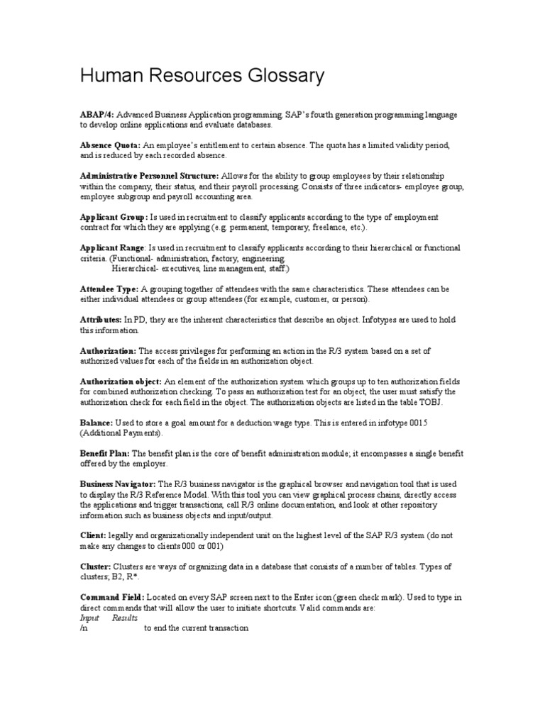 Human Resources Terminology Guide | PDF | Business