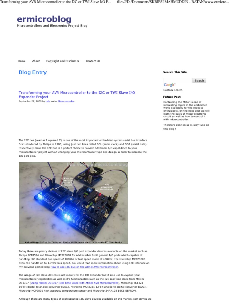 Transforming Your AVR Microcontroller To The I2C or TWI Slave I - O ...