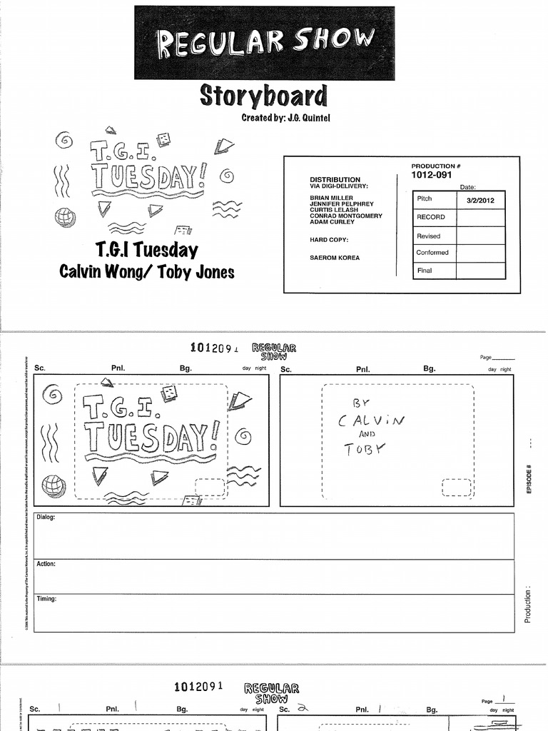 Regular Show - "TGI Tuesday" Pitch Board | PDF