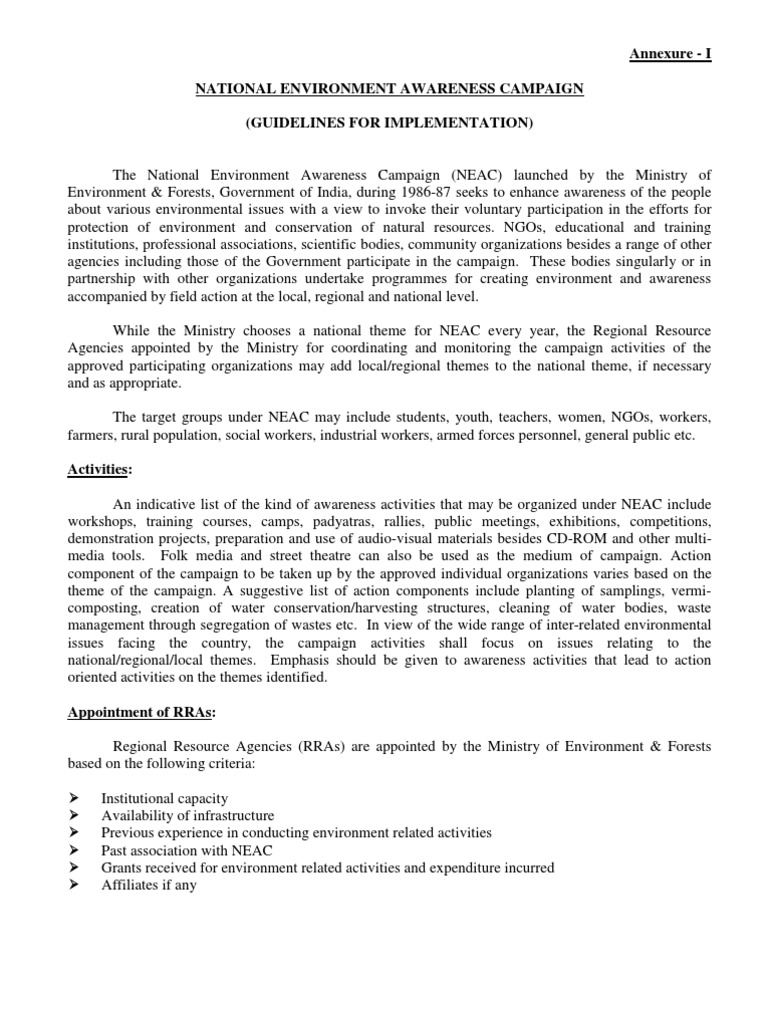 Guidelines NEAC | PDF | Environmentalism | Non Governmental Organization