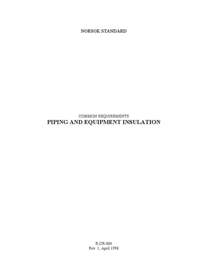 NORSOK R-004: Piping Insulation Standards | PDF | Thermal Insulation ...