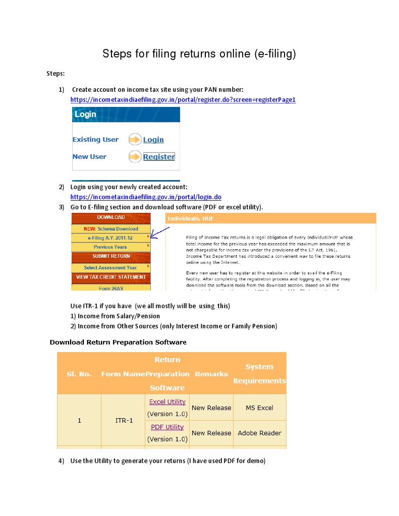 Steps For Filing Returns Online | PDF | Finance & Money Management