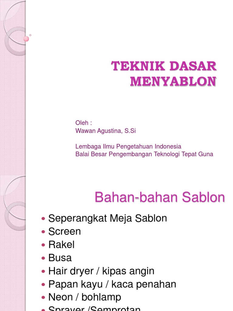 Teknik Dasar Menyablon | PDF