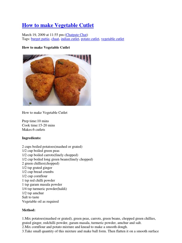 How To Make Vegetable Cutlet: Chatpate Chat Burget Pattie Chaat Indian ...