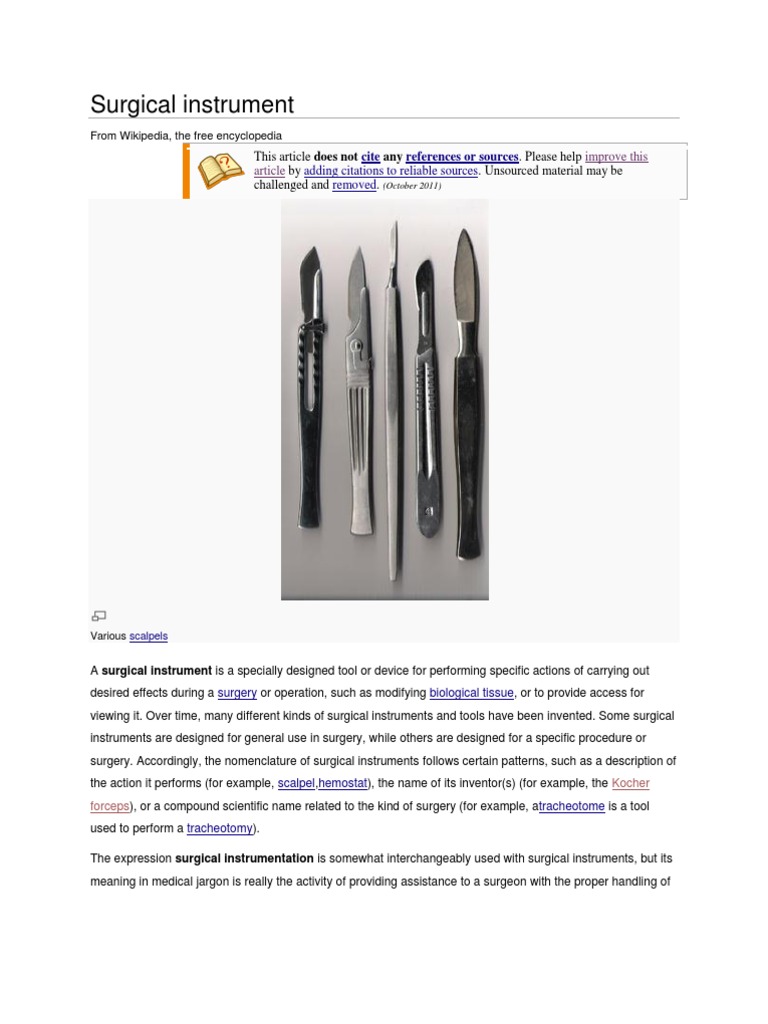 Surgical Instrument | PDF | Surgery | Medicine