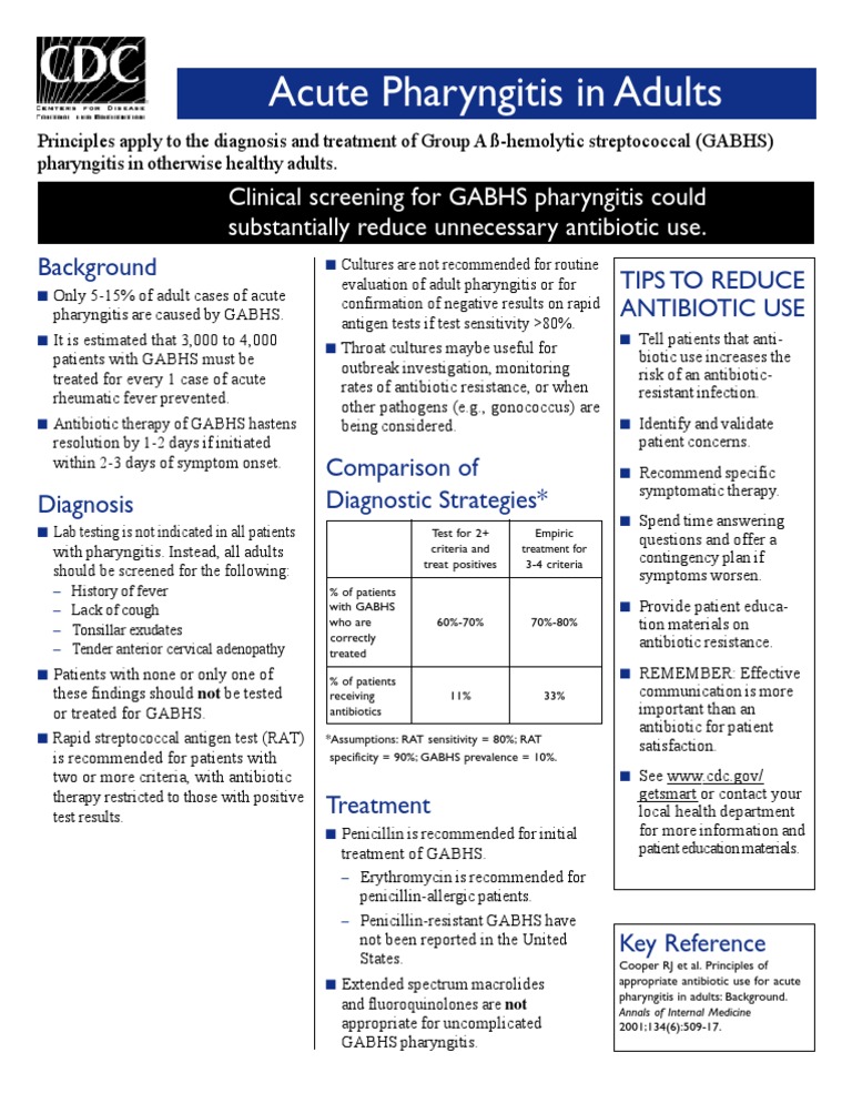 Adult Acute Pharyngitis | PDF | Public Health | Diseases And Disorders