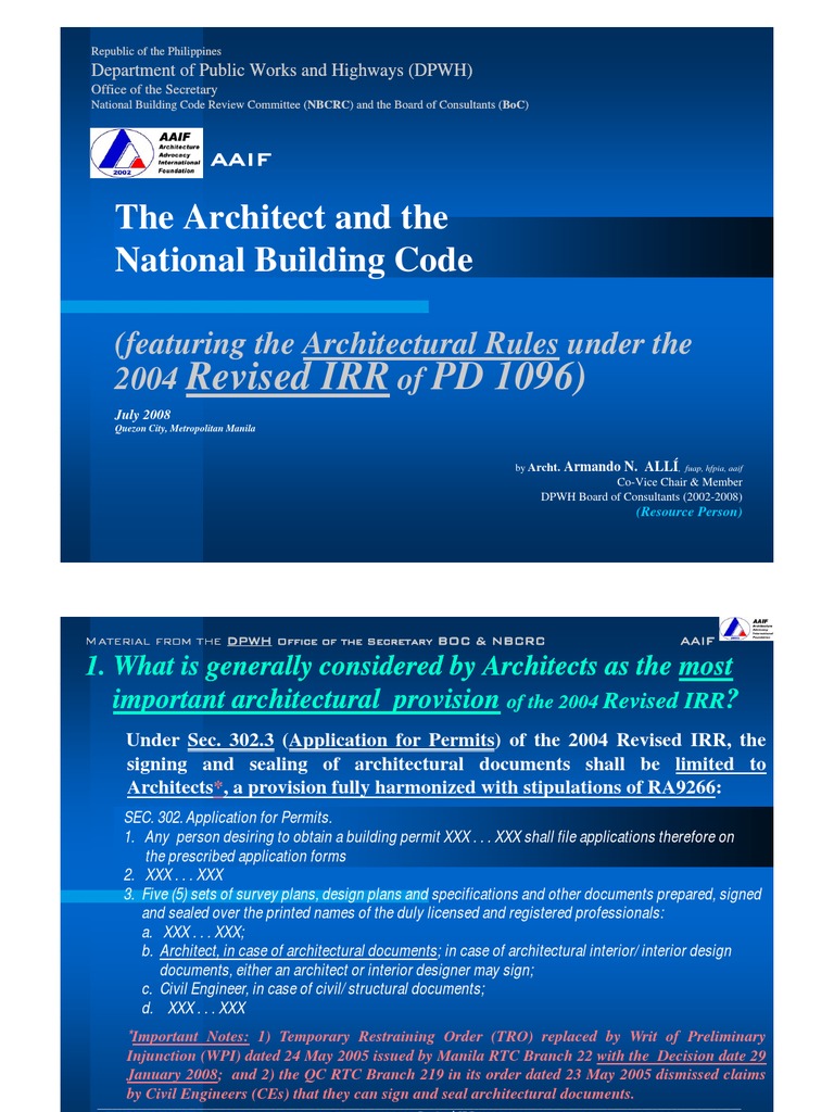 Archt'l Rules & Regulations | PDF | Architect | Building Code