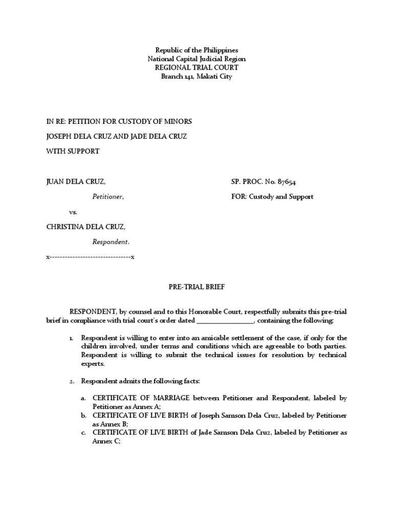 Pretrial Brief + Proof of Service | Brief (Law) | Affidavit