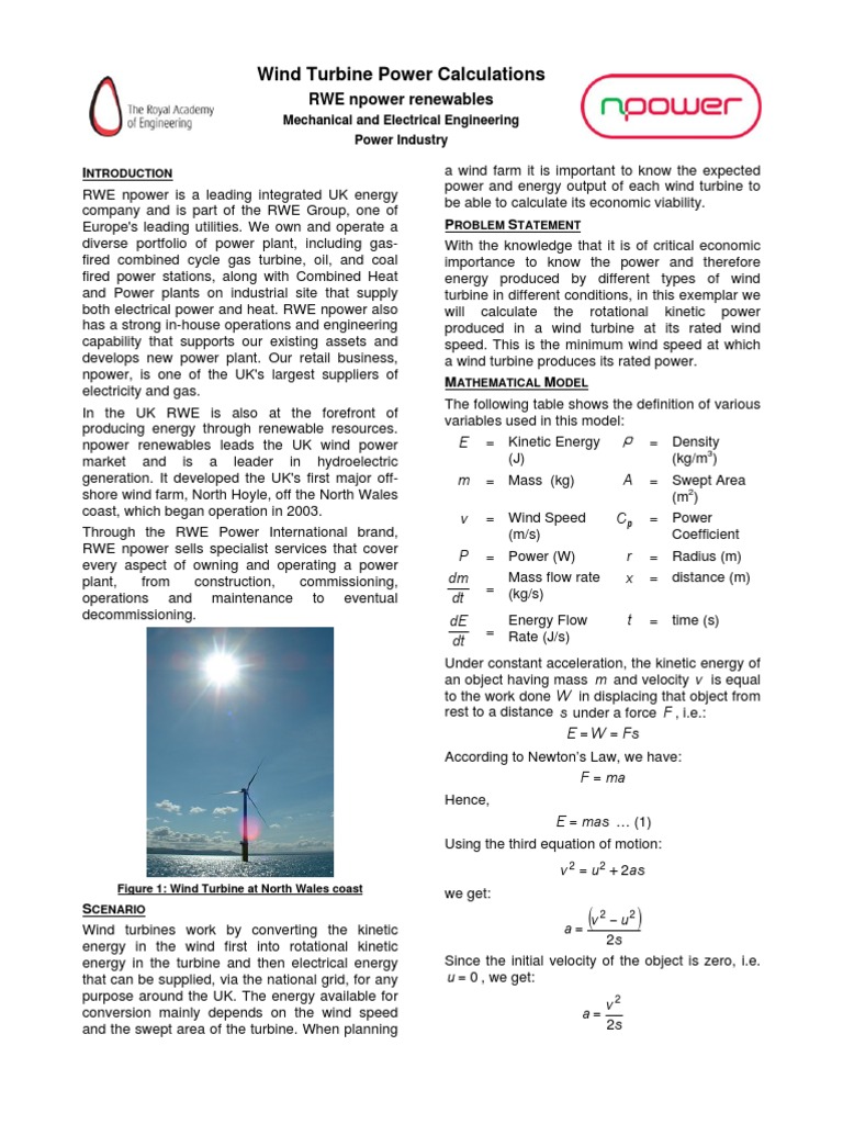 Wind Turbine Power Calculation Methods | PDF | Wind Power | Power Station