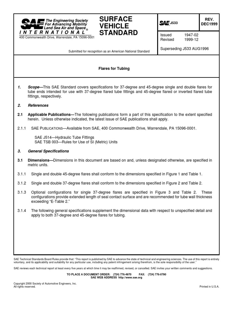 Sae-j533Flare Tube Specifications | PDF | International System Of Units ...