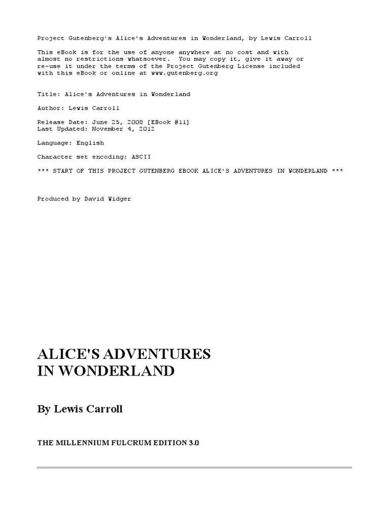Alice in Wonderland | PDF | Nature | Alice's Adventures In Wonderland