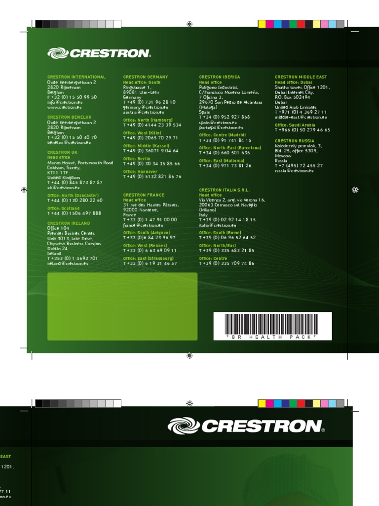 Crestron Middle East: B R Health Pack | PDF | Touchscreen | Video