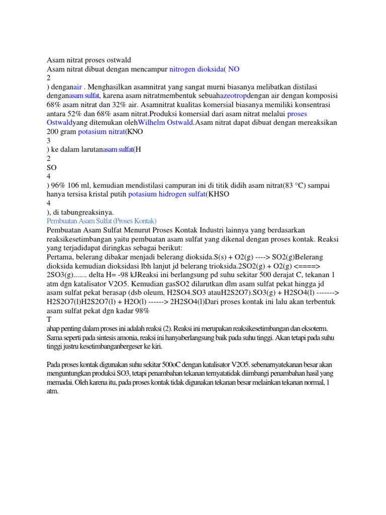 Asam Nitrat Proses Ostwald | PDF | Sains & Matematika