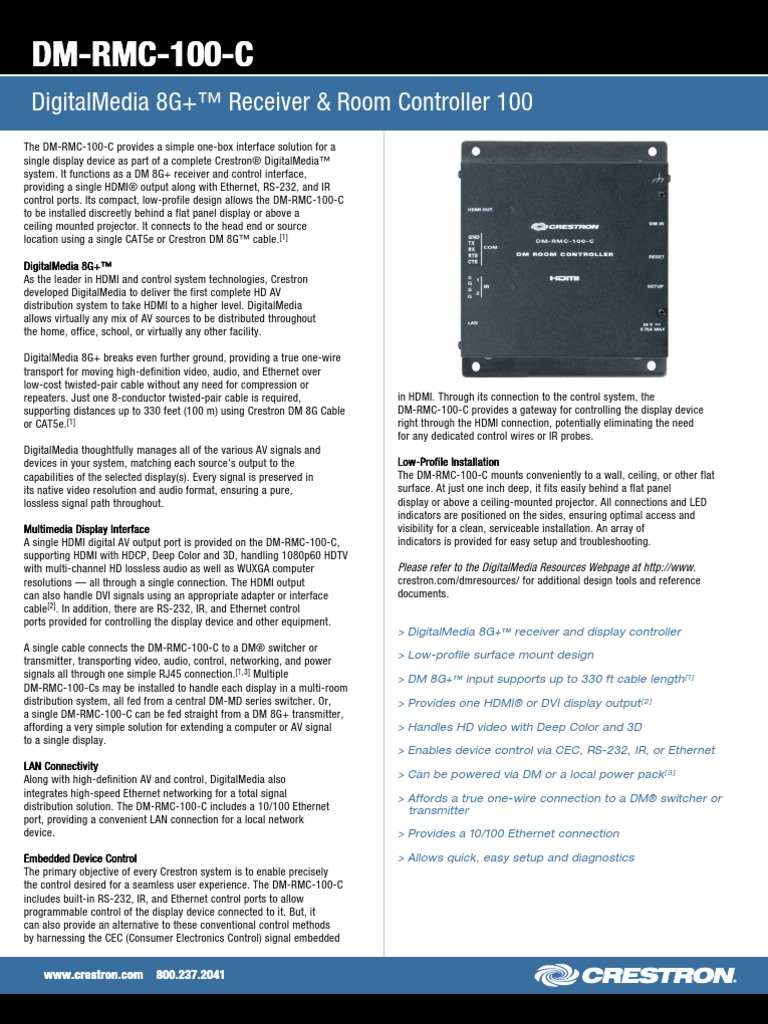 DM RMC 100 C | PDF | Hdmi | Electrical Connector