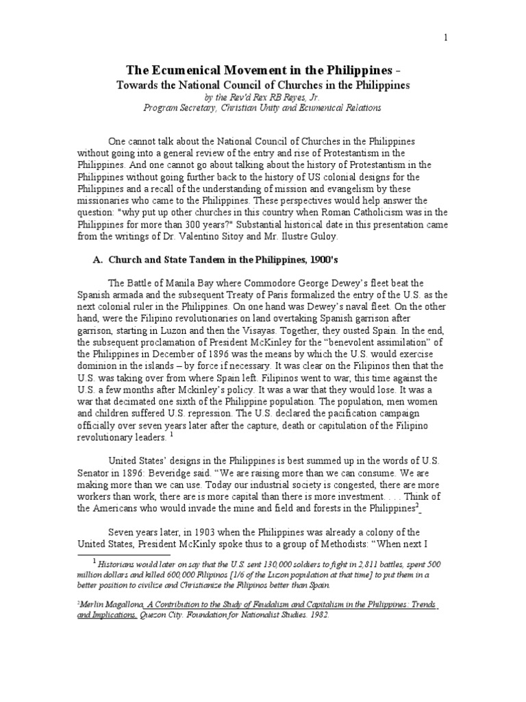 The Ecumenical Movement in The Philippines | PDF | Ecumenism ...