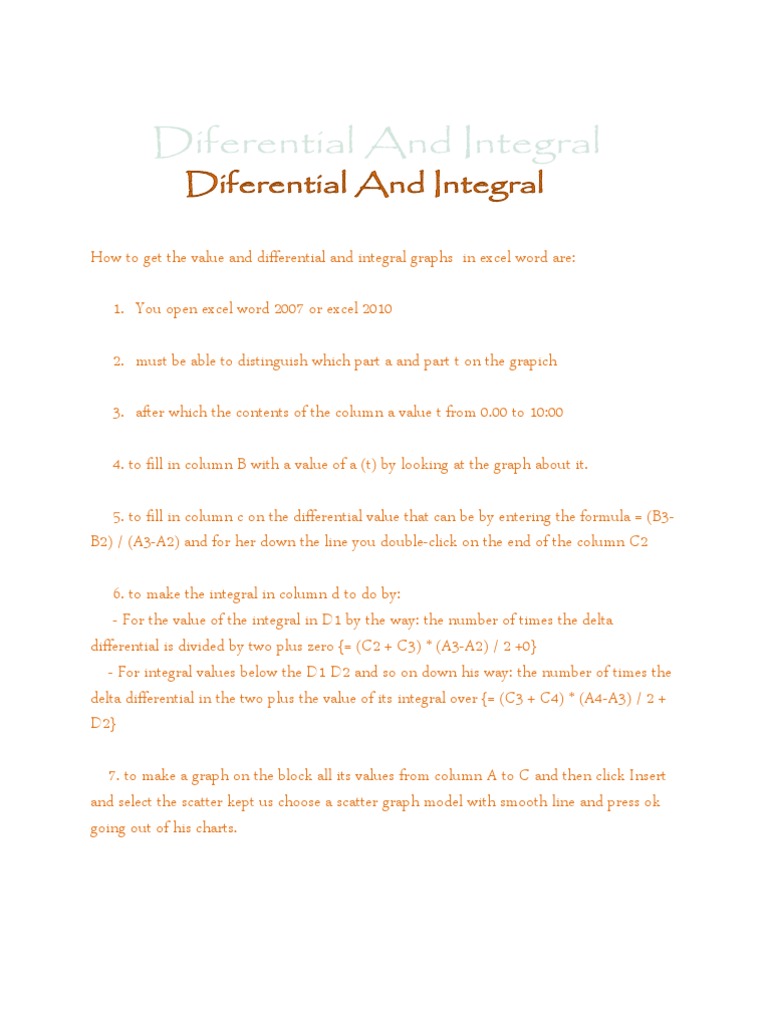 Excel 2007/2010: Differential and Integral Graphs | PDF | Mathematical ...