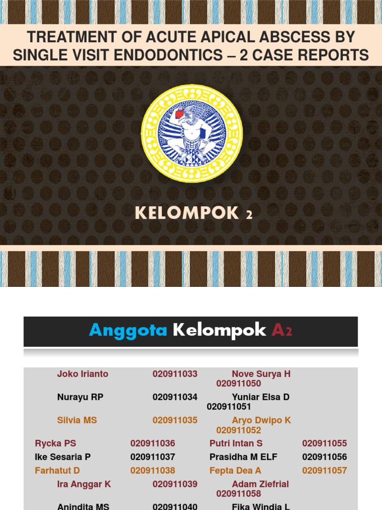 Treatment of Acute Apical Abscess by Single Visit | PDF | Sains ...