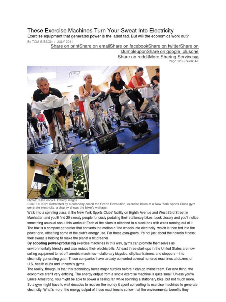 Gym Machines That Generate Electricity | PDF | Electric Generator ...