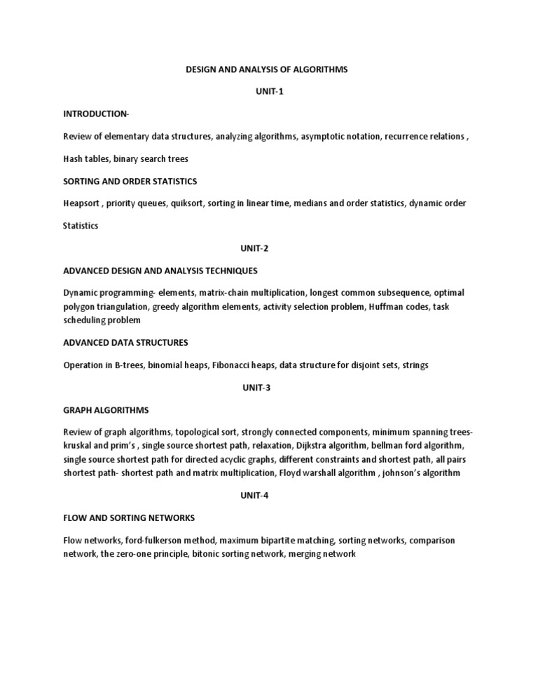 Design and Analysis of Algorithms | PDF