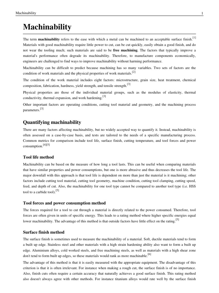 Machinability | PDF | Materials Science | Metals