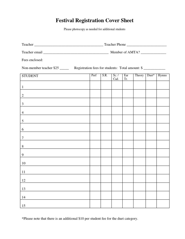 Festival Registration Cover Sheet Template | PDF | Career & Growth
