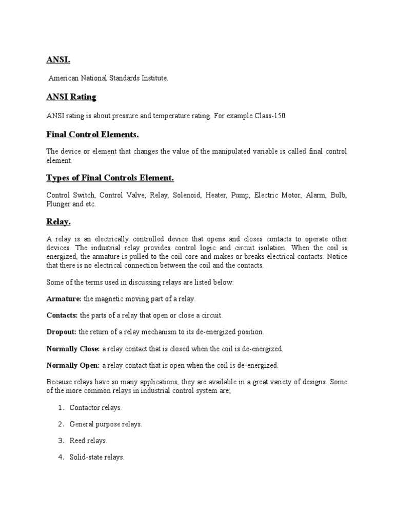 Final Control Element | PDF | Relay | Valve