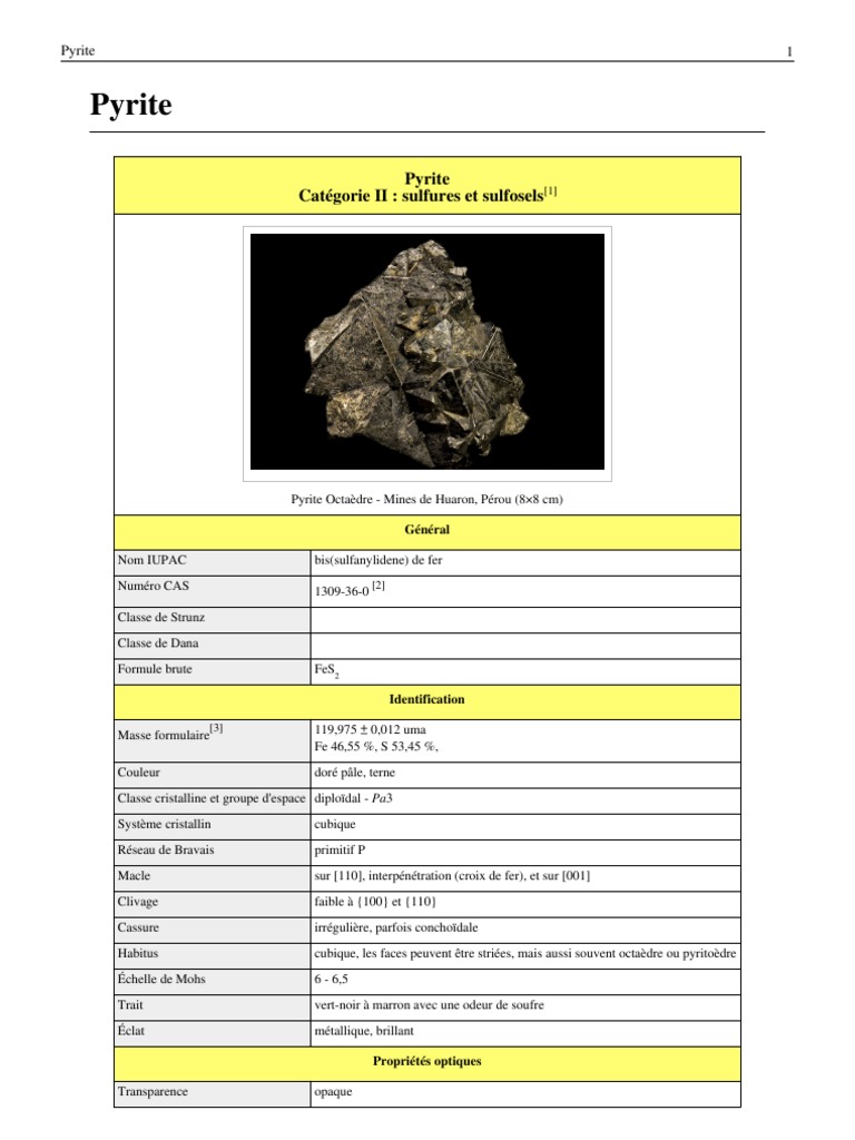 Propriétés et caractéristiques de la pyrite | PDF | Solides cristallins ...