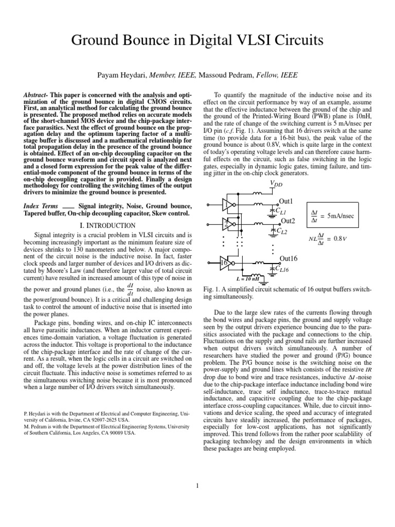 Ground Bounce in Digital VLSI Circuits: Payam Heydari, Member, IEEE ...