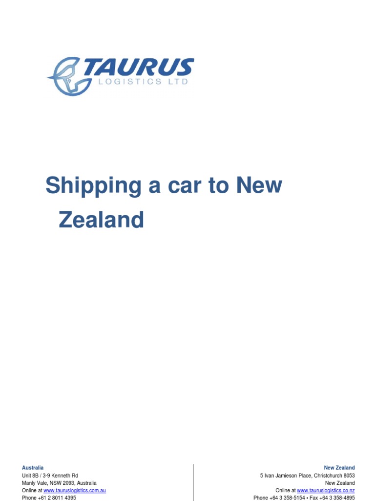Shipping A Car To New Zealand: WWW - Tauruslogistics.co - NZ | PDF ...