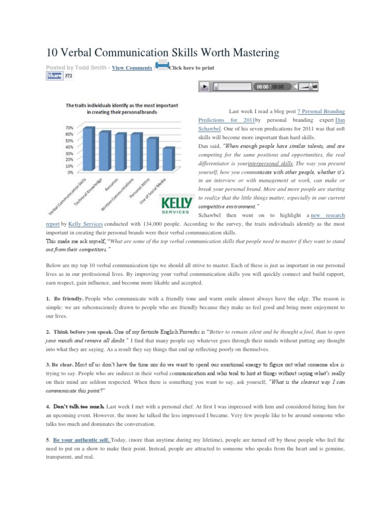 10 Verbal Communication Skills Worth Mastering: View Comments | PDF ...