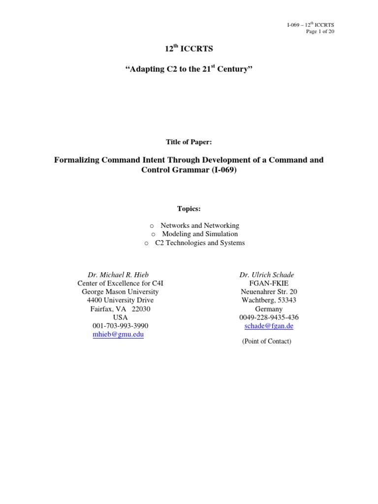 Adapting C2 To 21 Century | PDF | Command And Control | Syntax