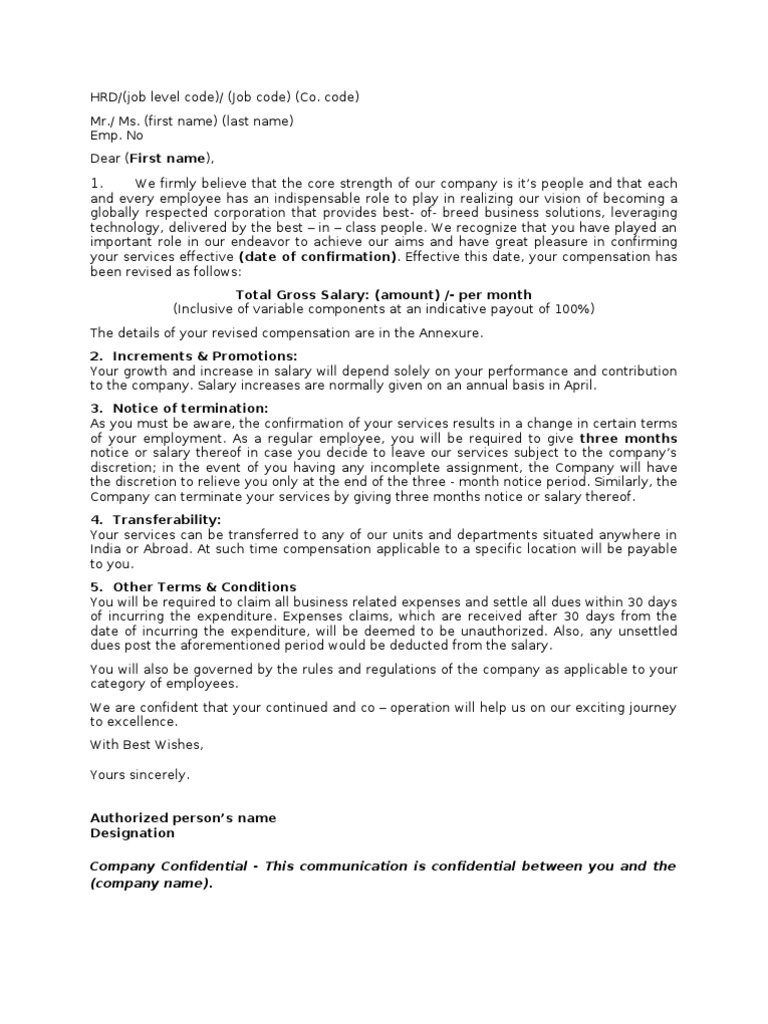 Confirmation Letter | PDF | Salary | Expense