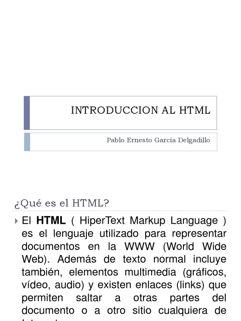 Introduccion Al HTML | HTML | Informática