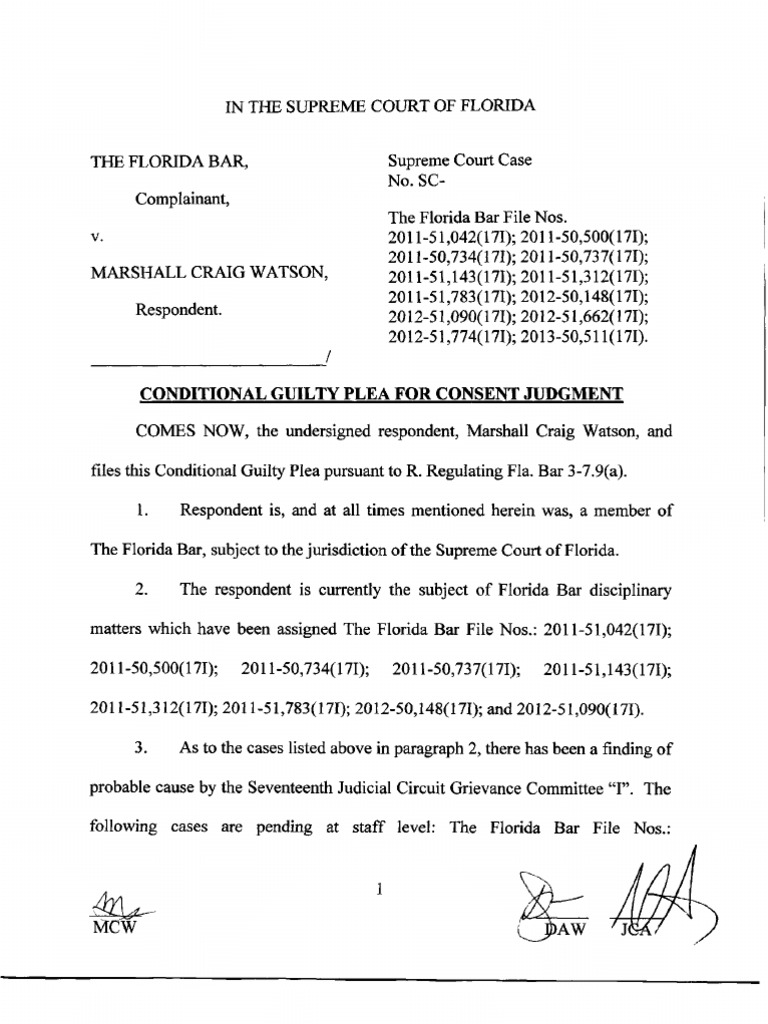 Conditional Guilty Plea For Consent Judgment | Download Free PDF ...