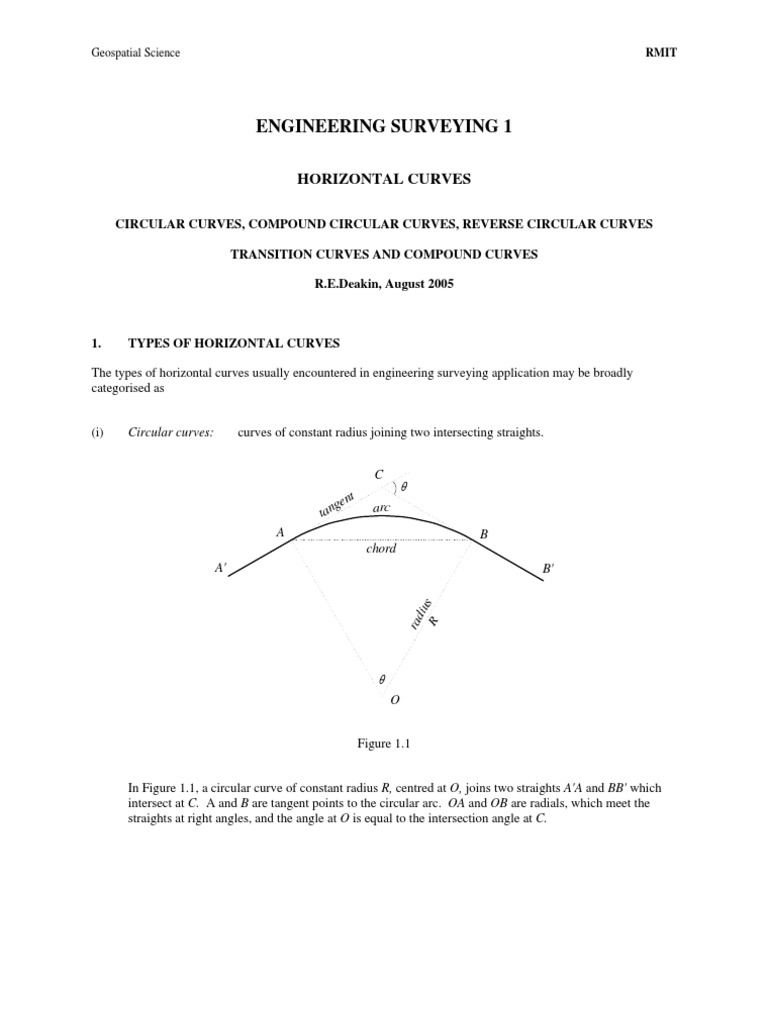 Engineering Surveying 1: Horizontal Curves | PDF | Acceleration | Circle
