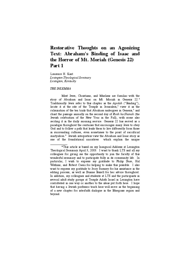 Lexington On Akedah | PDF | Isaac | Ishmael