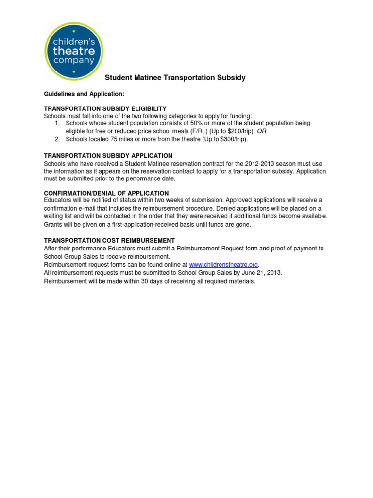 2012-2013 Transportation Subsidy Application | PDF | Email | Subsidy