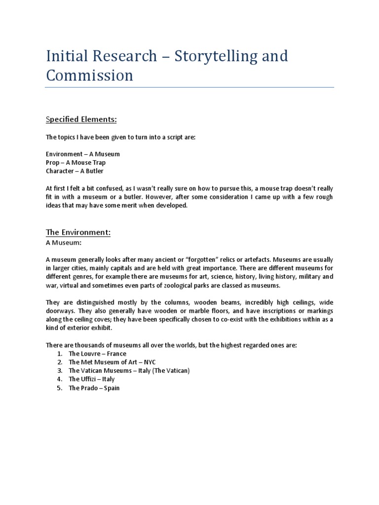 Initial Research | PDF | Museum | Library And Museum
