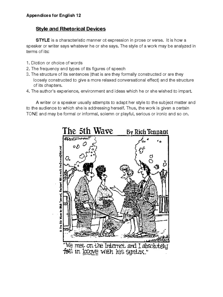 Style and Rhetorical Devices | PDF | Narration | Sentence (Linguistics)