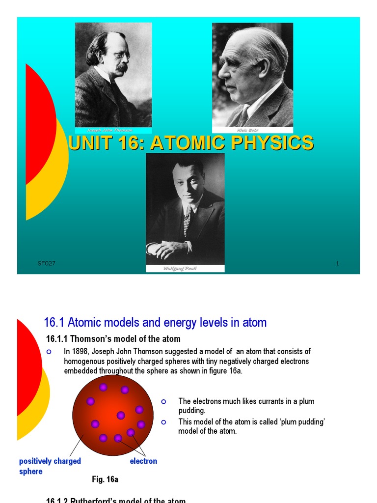Unit 16: Atomic Physics | PDF | Energy Level | Emission Spectrum