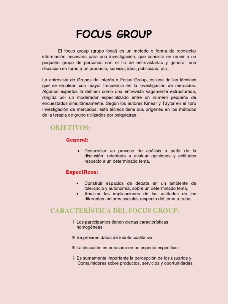 Resumen de Focus Group | PDF | Grupo de enfoque | Investigación de mercado