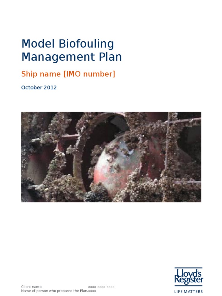 Model Biofouling Management Plan Oct 2012 - tcm155-241770 | PDF | Ships ...