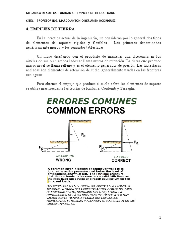 Empuje de Tierras | PDF | Suelo | Fricción