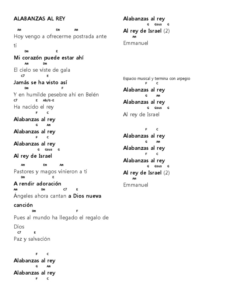 Alabanzas Al Rey Acordes | PDF | Religión y creencia