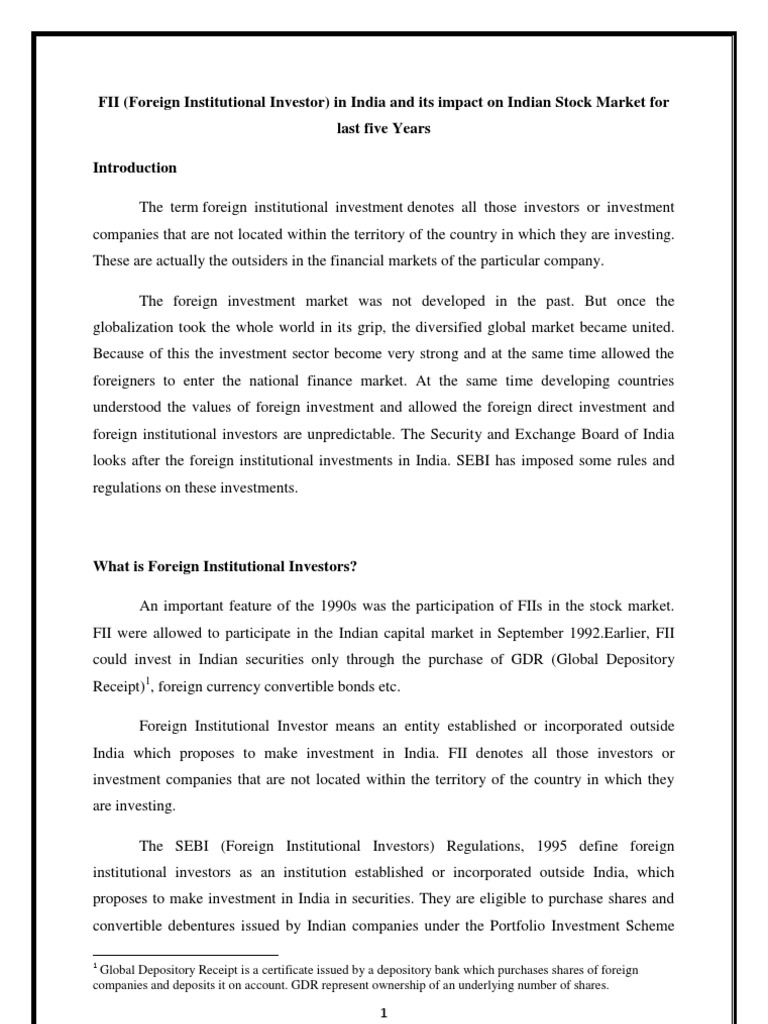 FII (Foreign Institutional Investor) in India and Its Impact On Indian ...