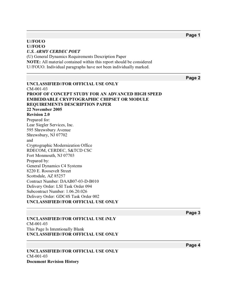 High Speed Embeddable Cryptographic Chipset (Unclassified) | PDF | Cryptography | Encryption