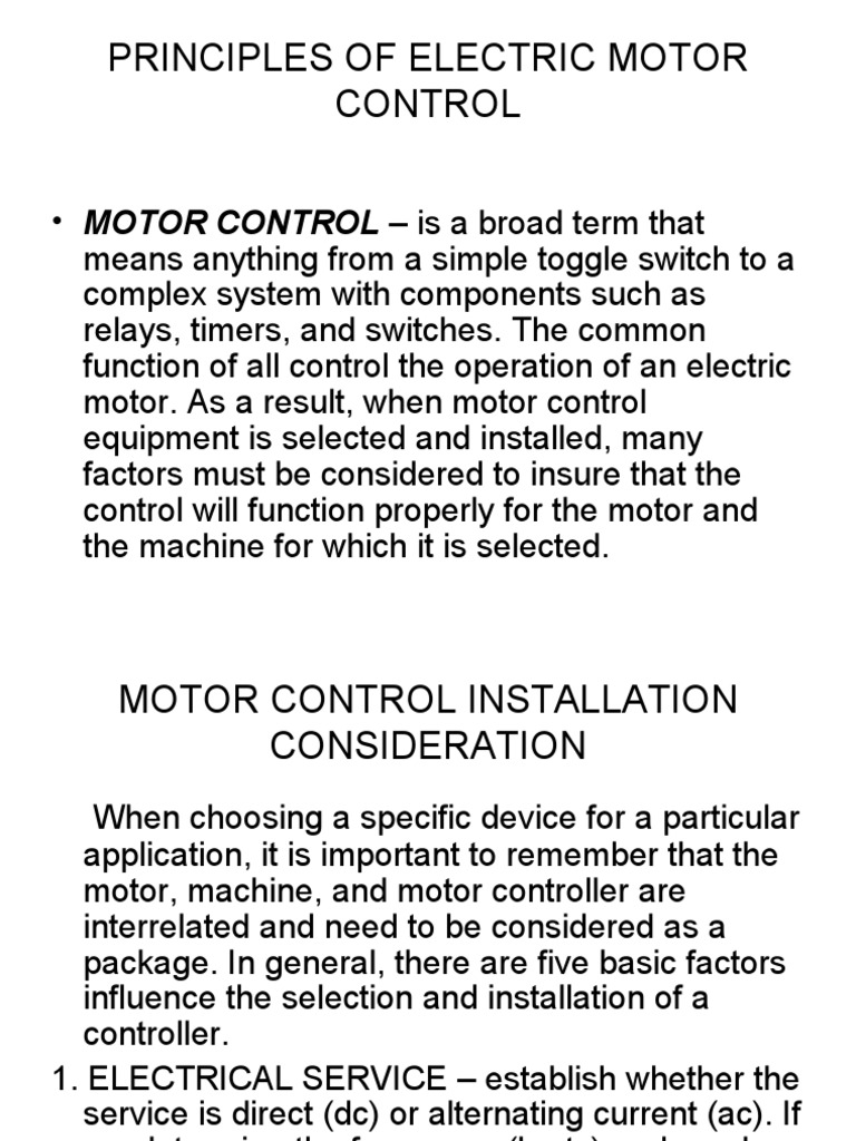 Principles of Electric Motor Control in 40 Characters | PDF | Switch ...