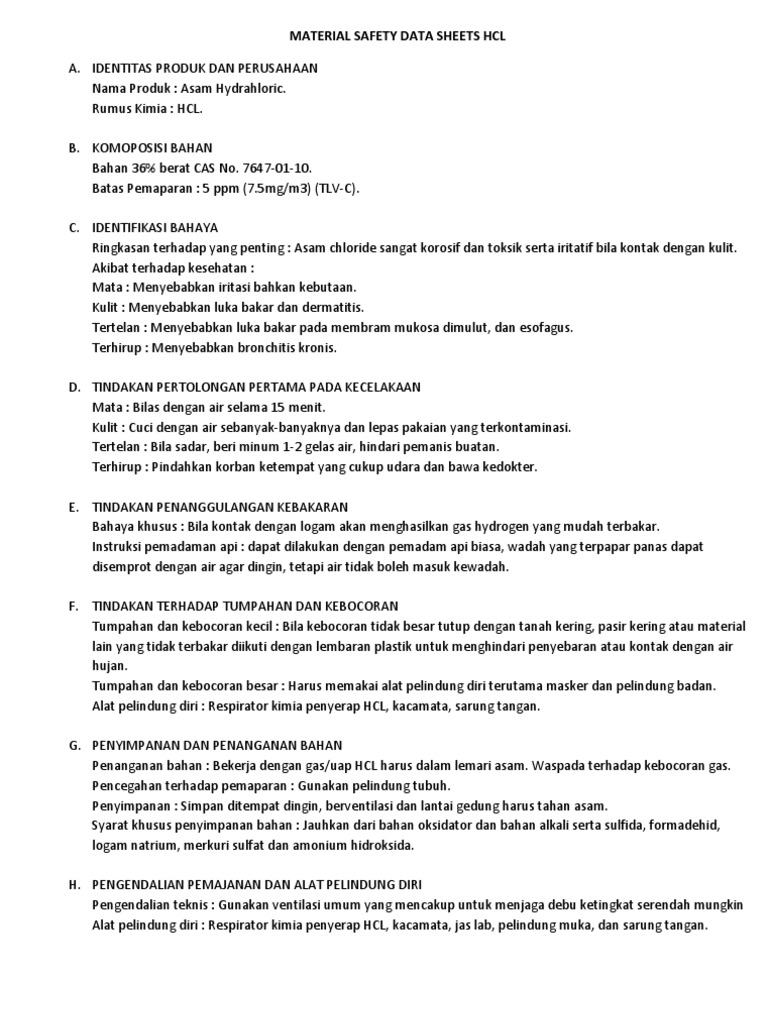 MSDS HCL | PDF